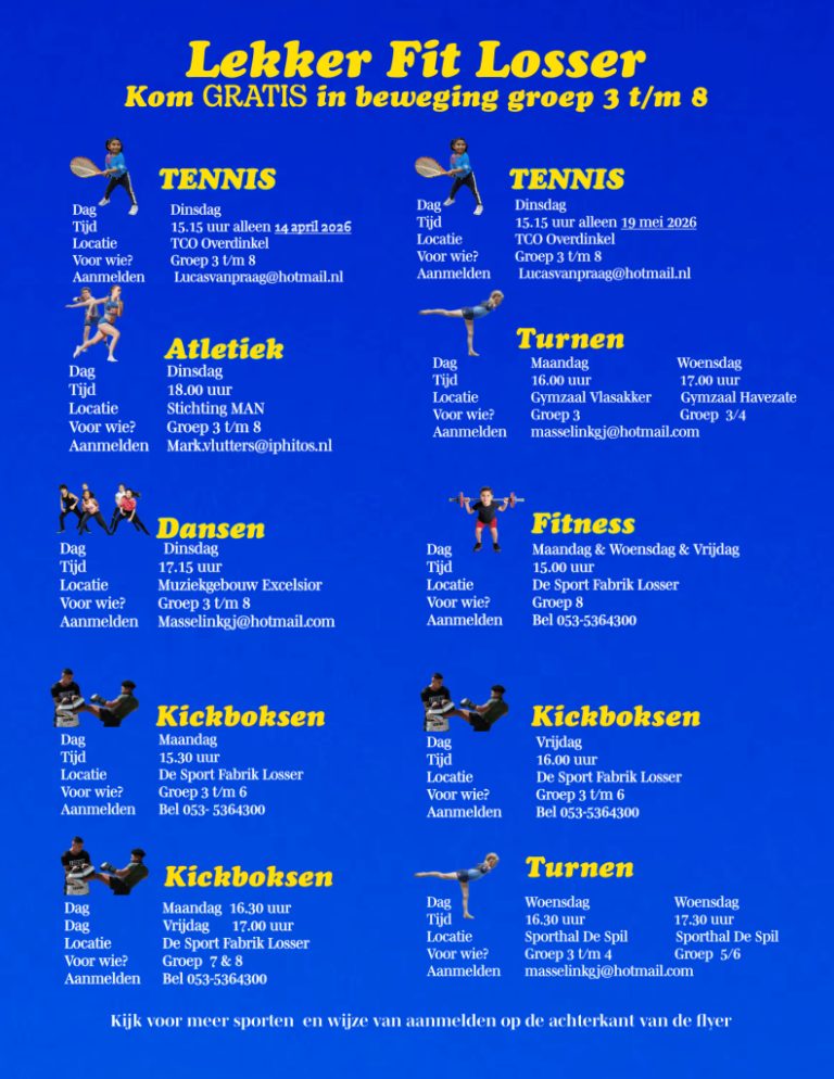 Gratis sporten ontdekken na schooltijd - Hallo Losser